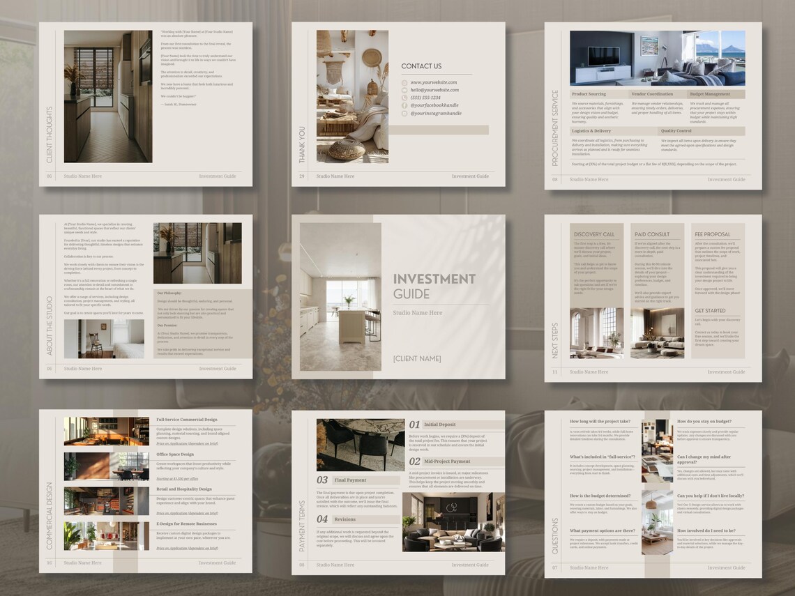 Interior Design Investment Guide | Packages and Pricing | Canva ...