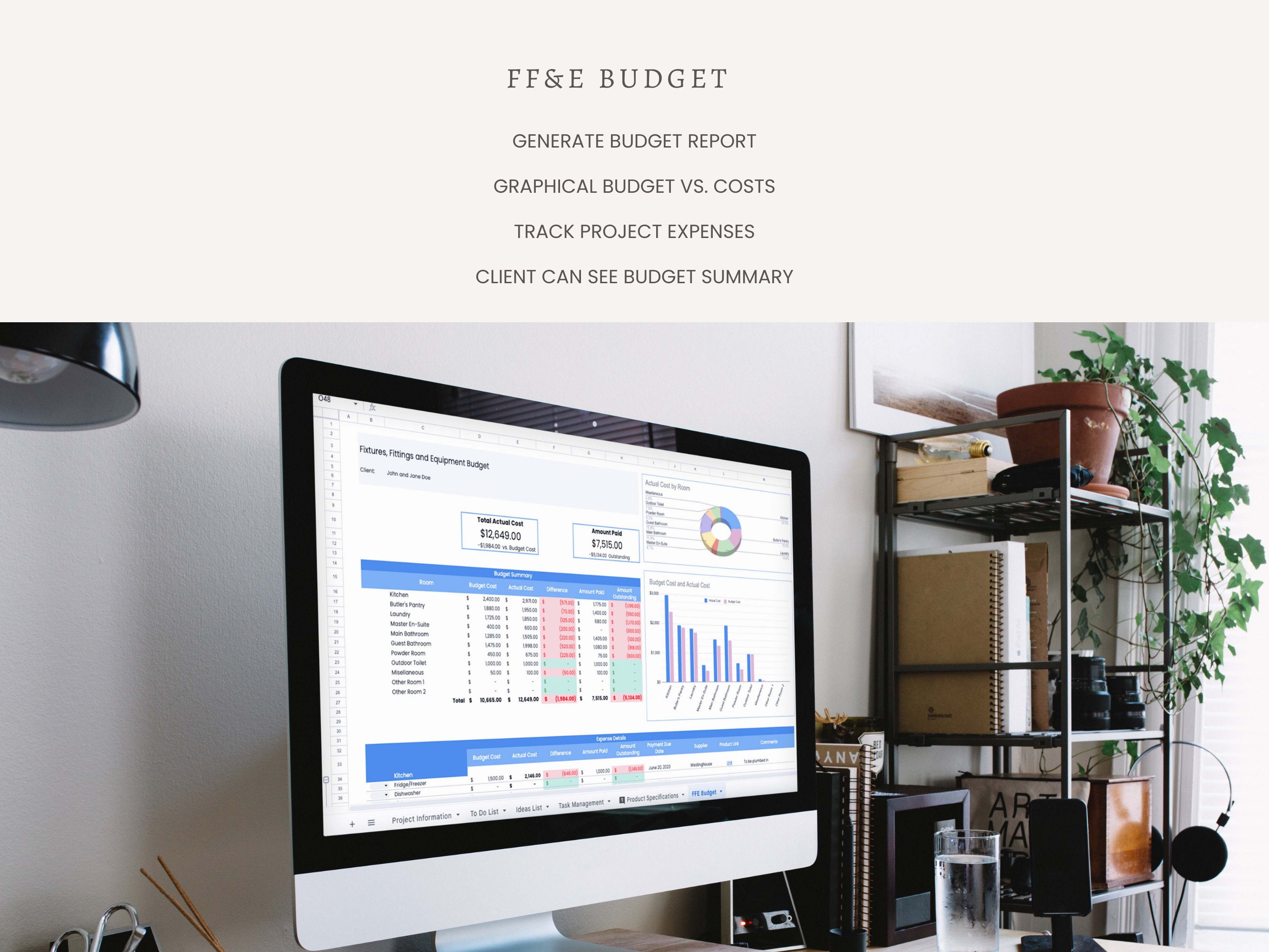 Interior Design Project Planner With FF&E Budget Tracker Google Sheets ...