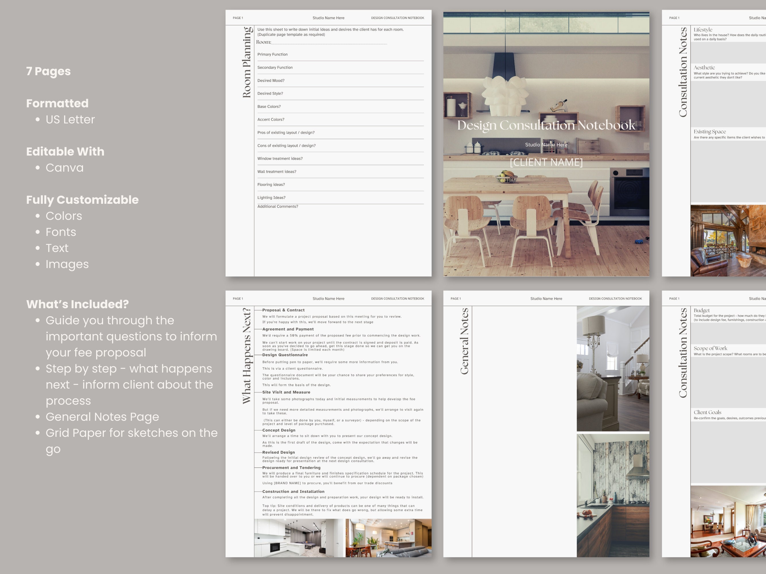 Interior Design Client Consultation Notebook | Onboarding Process ...