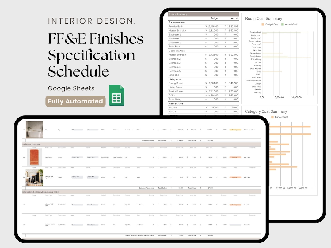 Interior Design Automatic Product Specification Schedule With Budget ...