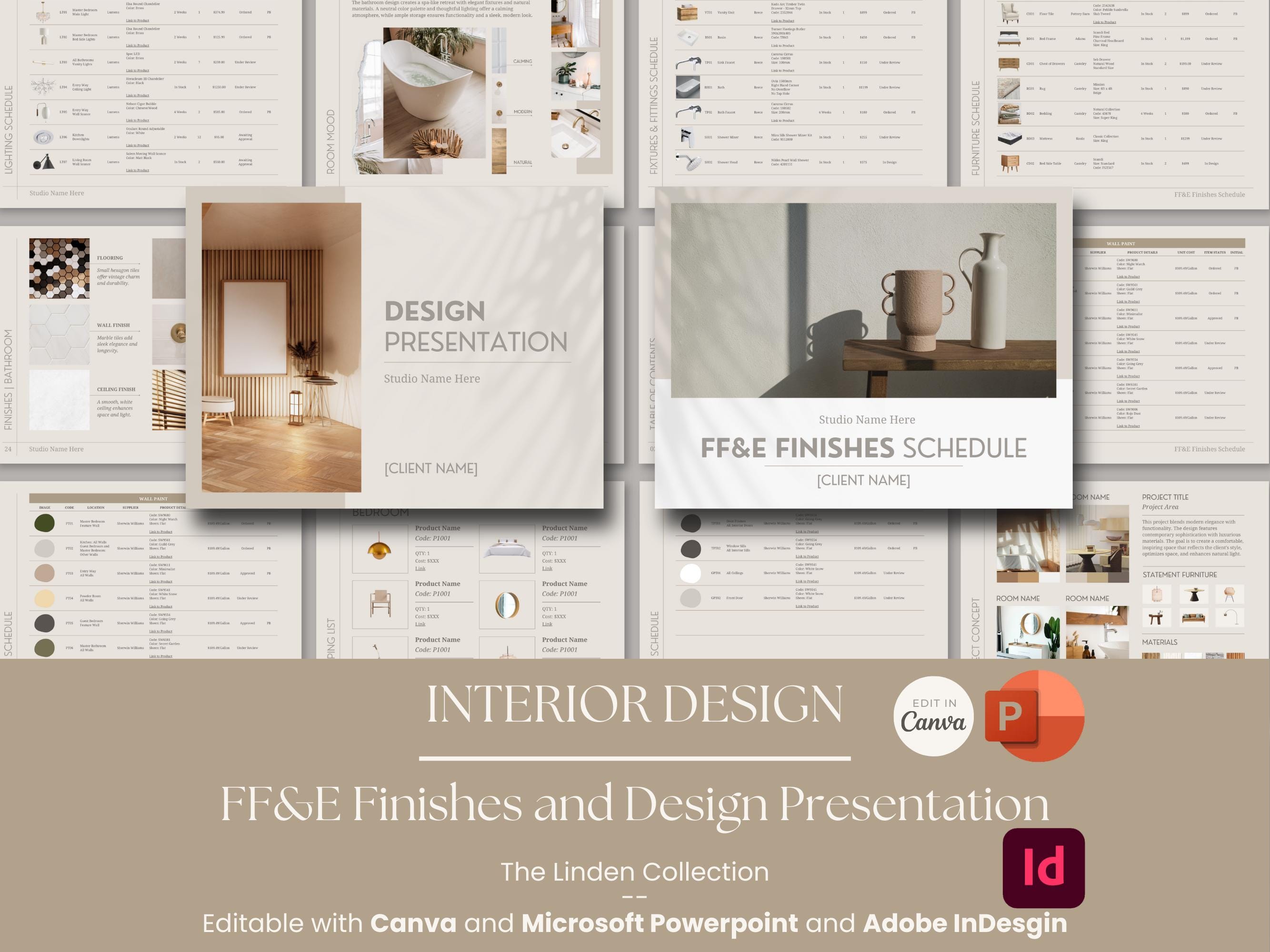 FFE Finishes Schedule and Design Presentation Template Bundle for ...