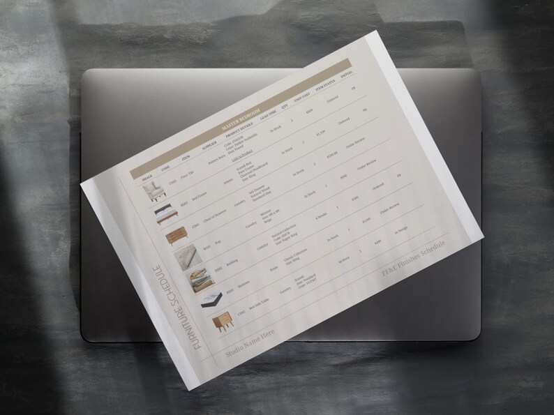 FFE Finishes Schedule for Interior Designers, Moodboard, Specification ...