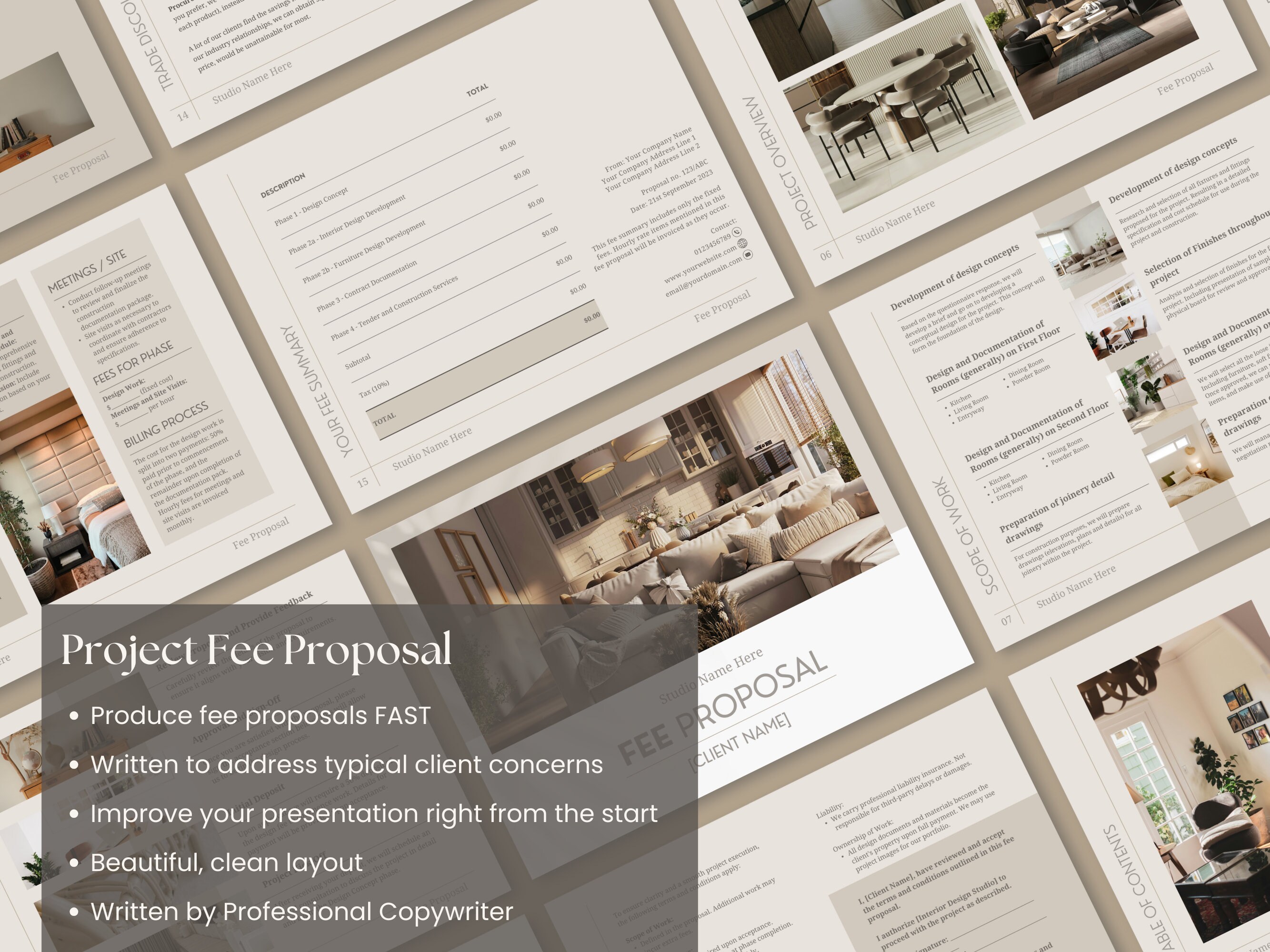Interior Design Business Template Starter Bundle Fee Proposal, FFE ...