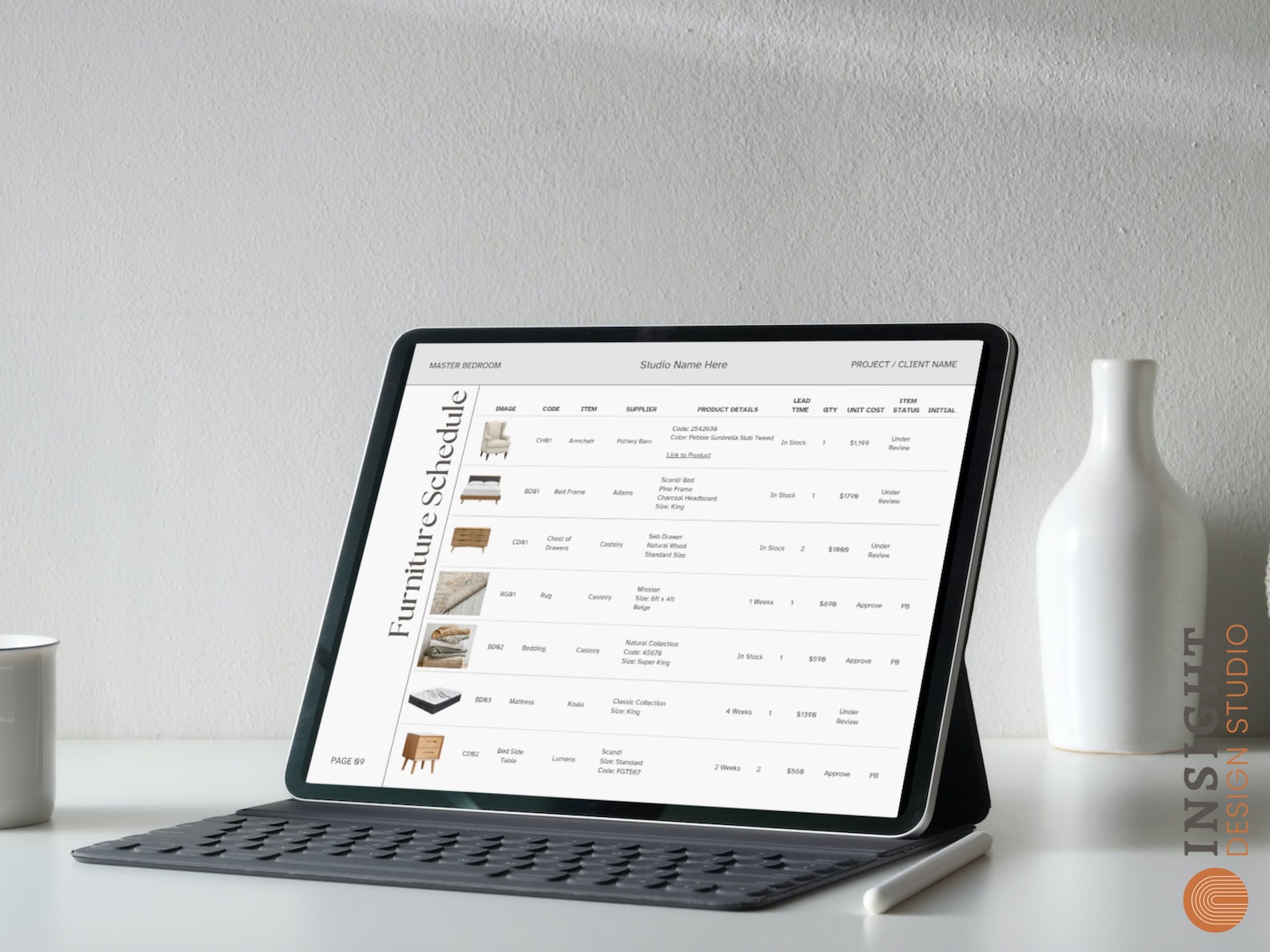 Interior Design Template FFE Finishes, Furniture, Hardware & Fixtures ...