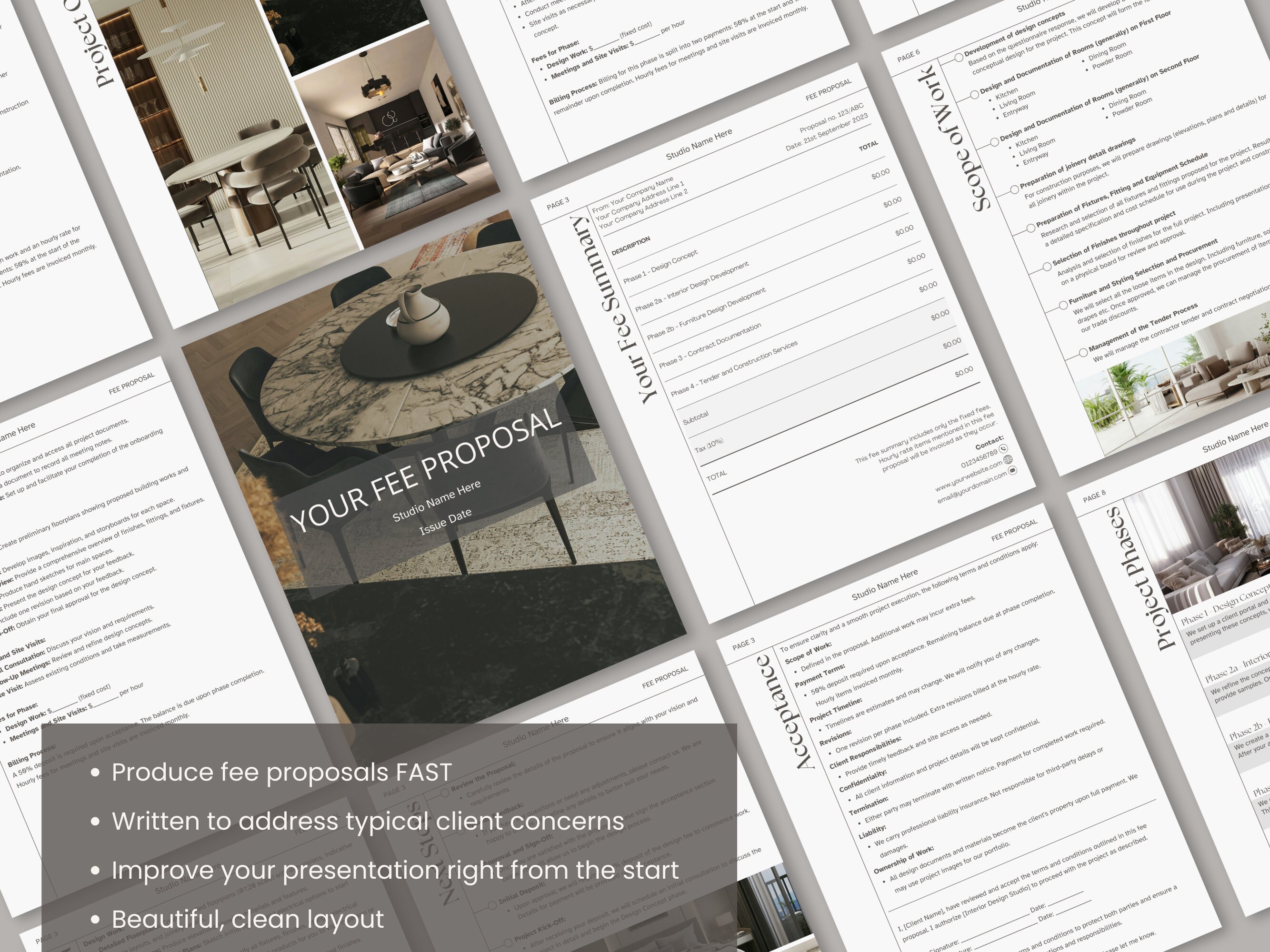 Interior Design Fee Proposal Template - the Finley - Canva Powerpoint ...