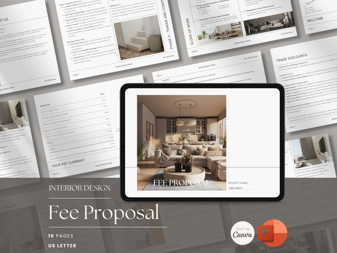 Interior Design Fee Proposal Template - the Alden - Canva Powerpoint ...