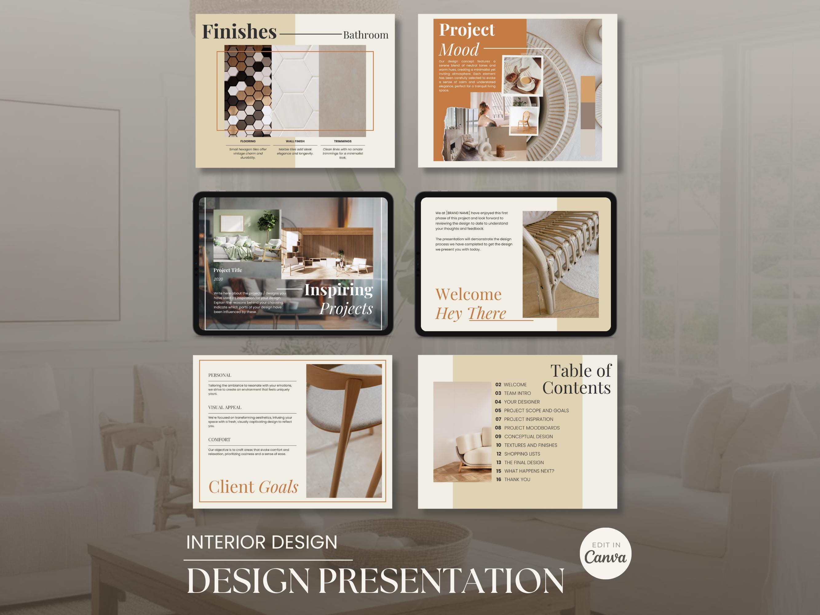 Interior Design Presentation Kit, Editable Canva Moodboards, Material ...