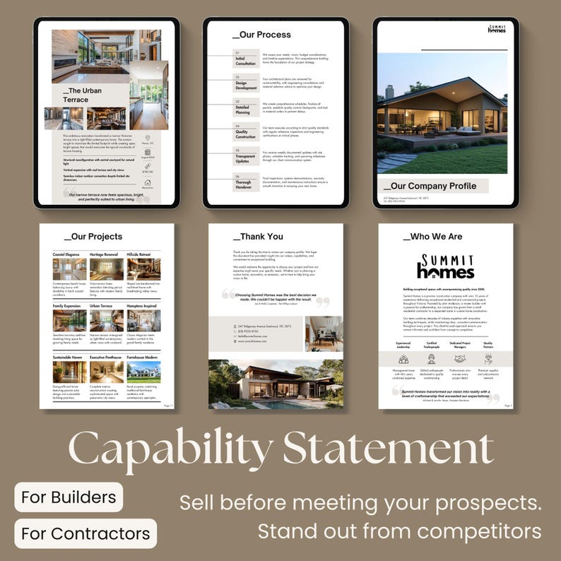 Construction Capability Statement Intro Guide Template for Canva. Used by Builders Contractors ...