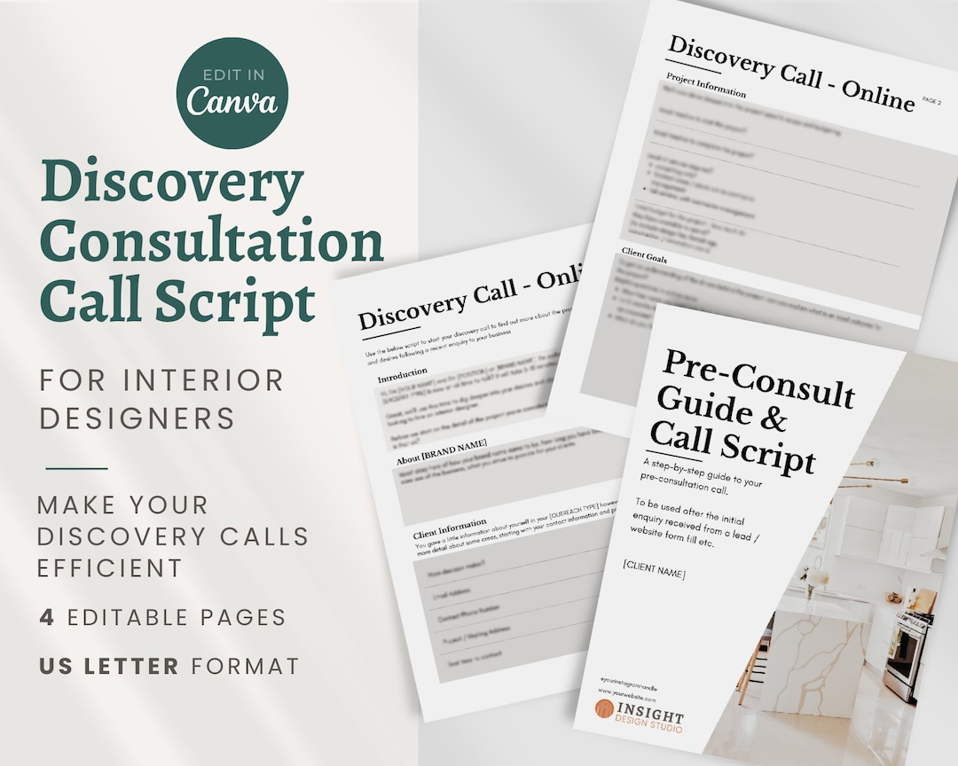 Interior Design Discovery Call Pre-consultation Call Script - Etsy