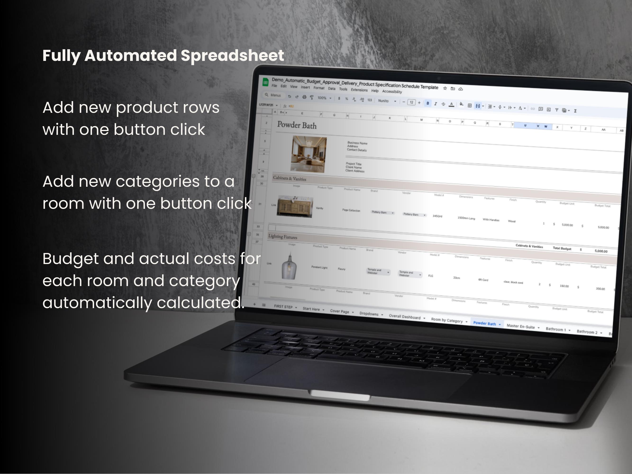 Interior Design Automatic Product Specification Schedule With Budget ...