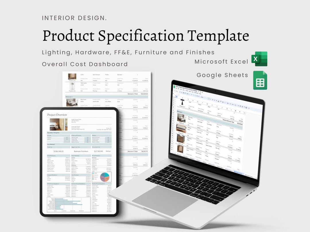 Interior Design Google Sheets Excel Product Specification Template ...