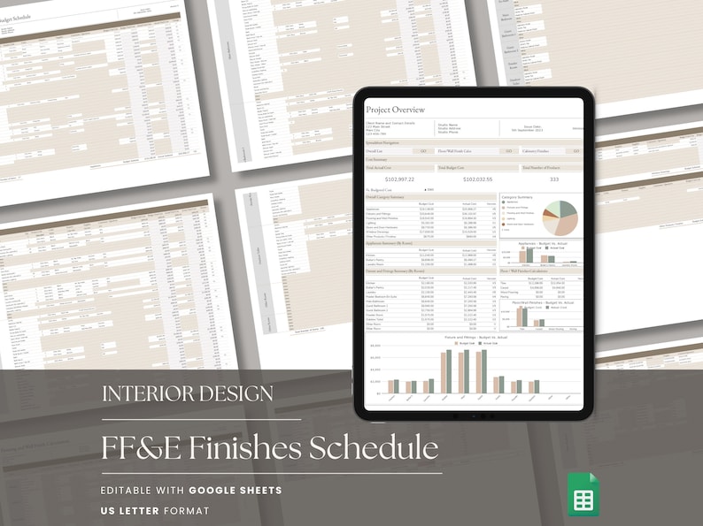 Interior Design FF&E Finishes Schedule | Google Sheets Spreadsheet ...