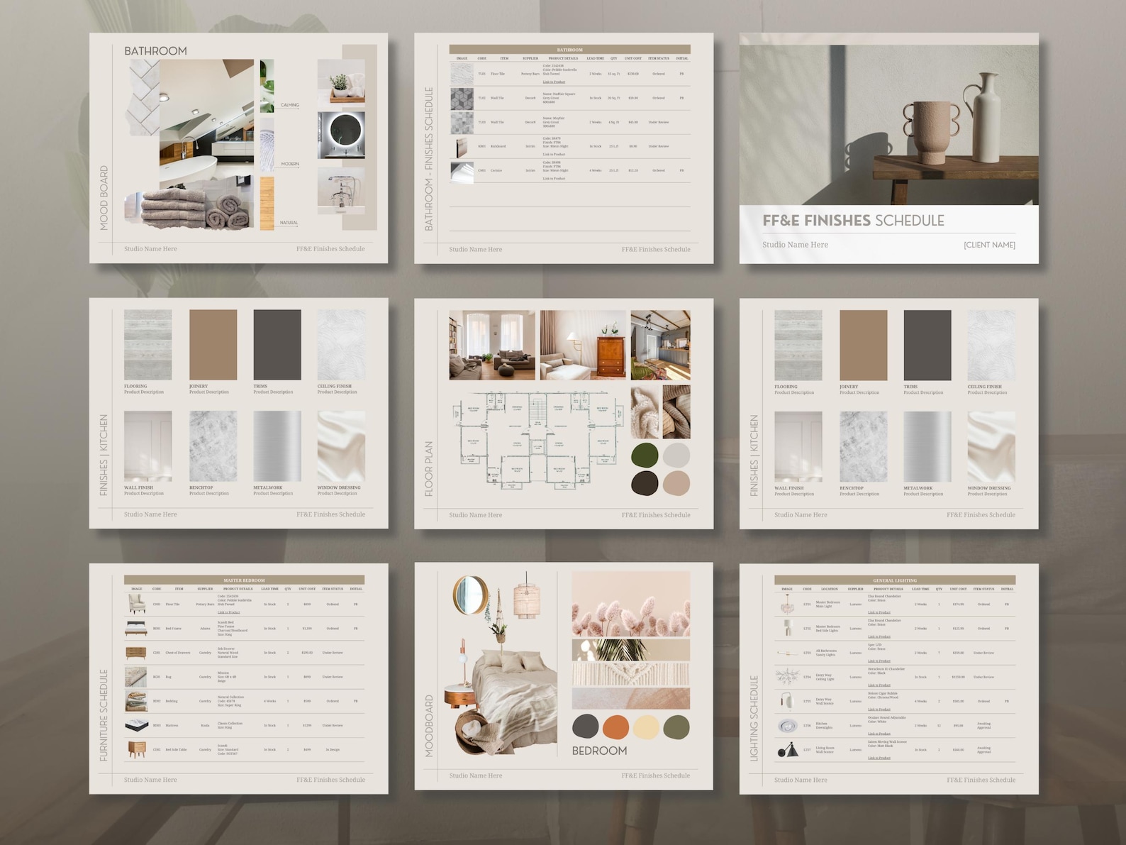 Interior Design Furniture, Finishes and Fixtures Schedule Template ...