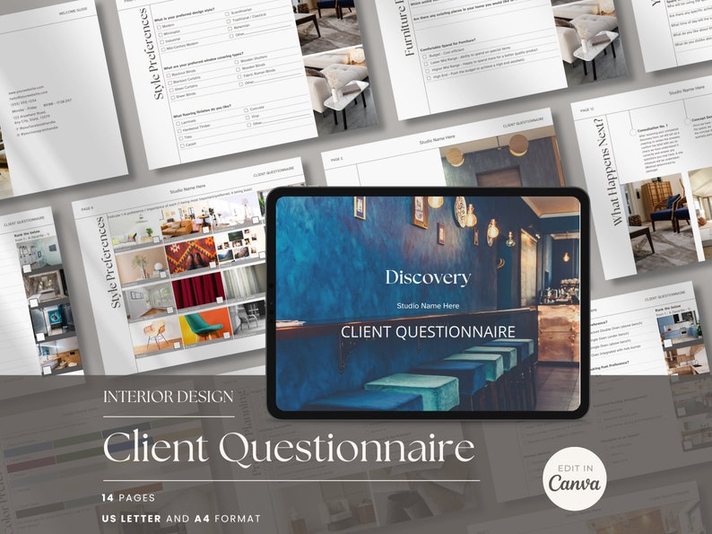 Interior Design Client Questionnaire Discovery Form Canva Onboarding ...