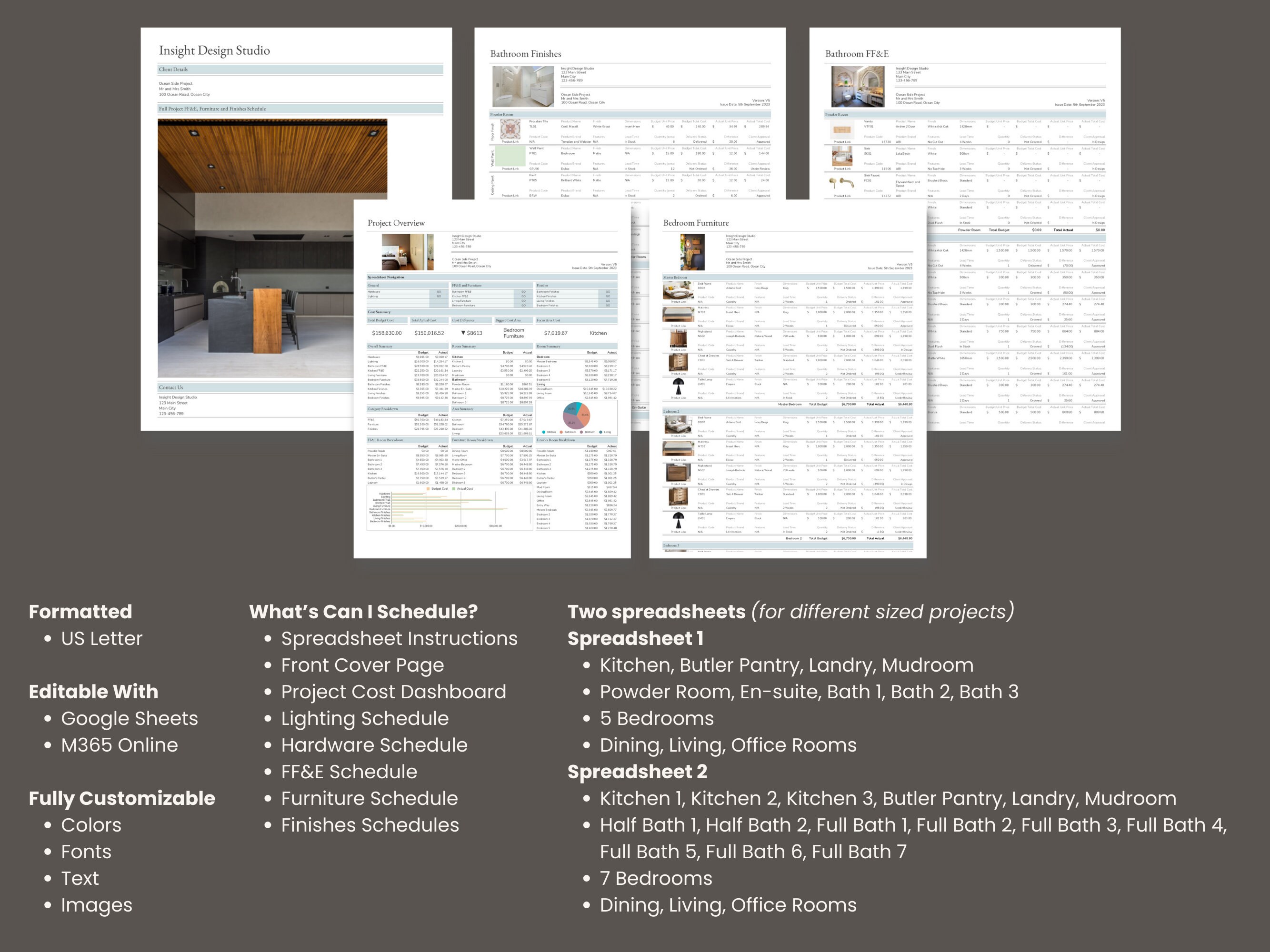 Interior Design Product Specification Schedule With Budget Comparison ...