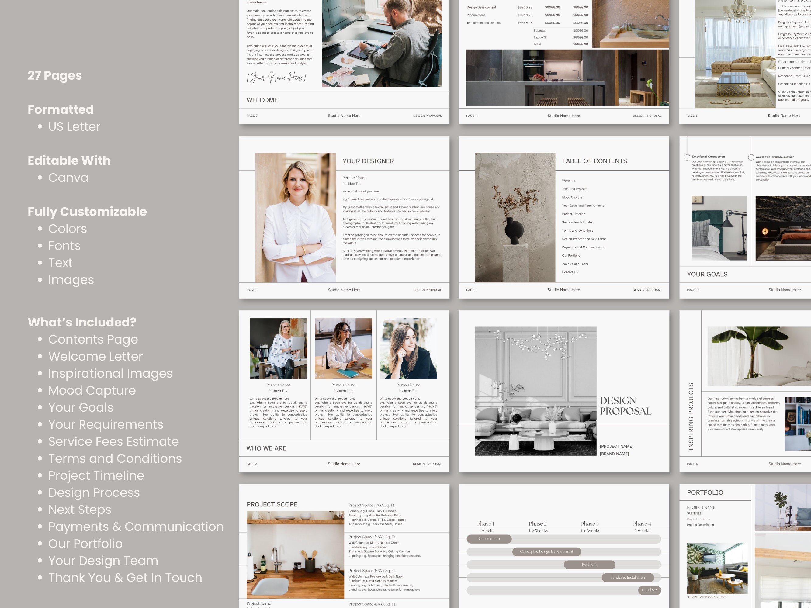 Interior Design Template Project Proposal Canva Professional Design ...