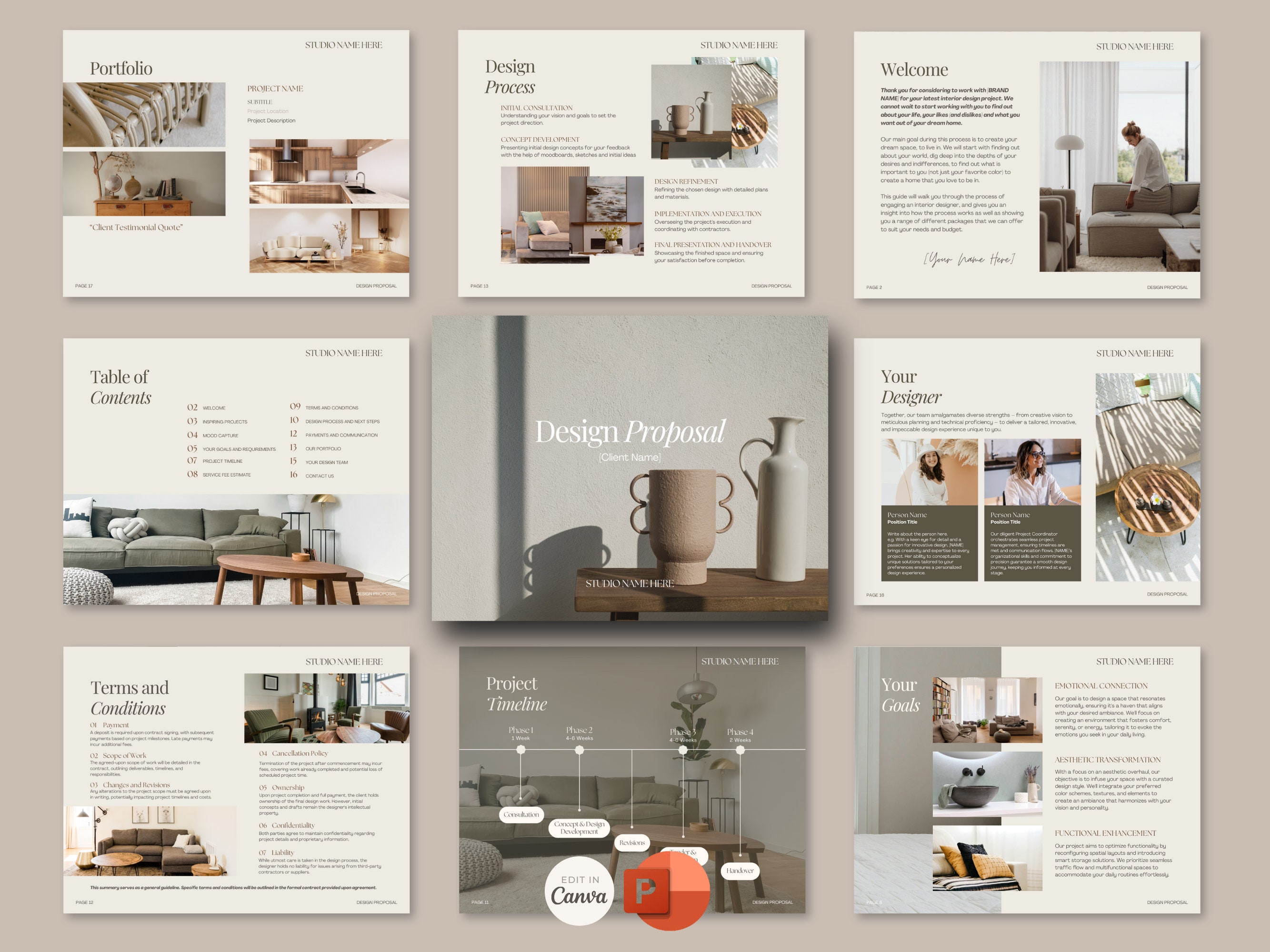 Interior Design Template - Project Proposal Canva - Professional Design Brief - Portfolio ...
