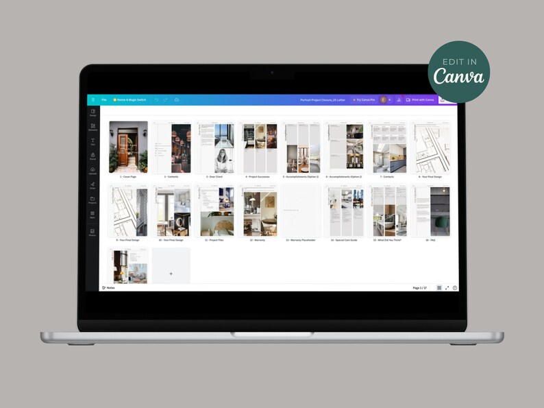 Interior Design Project Closure Packet Template - Portrait | Client ...