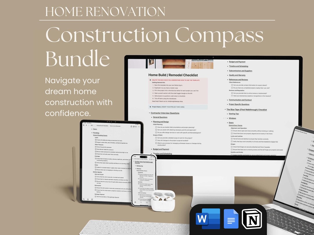 Construction Compass Bundle for Home Renovation DIY House Development ...