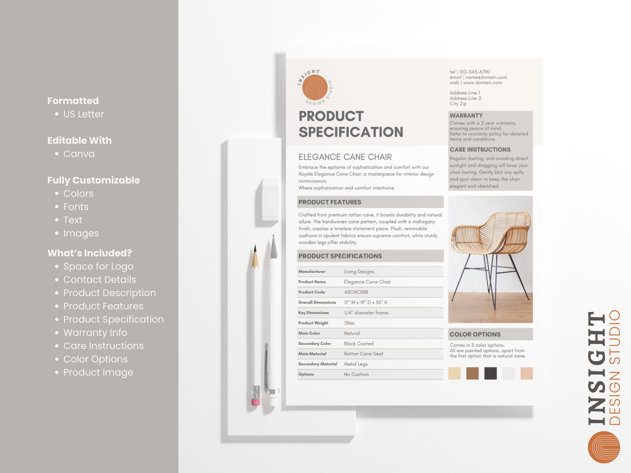 Interior Design Product Specification Canva Template, Furniture ...