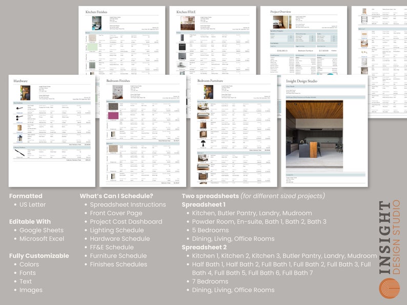 Interior Design Google Sheets Excel Product Specification Template ...