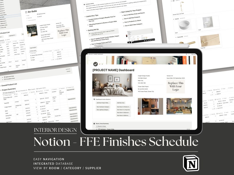 Interior Design Template - Notion - FFE Finishes Specification Schedule ...
