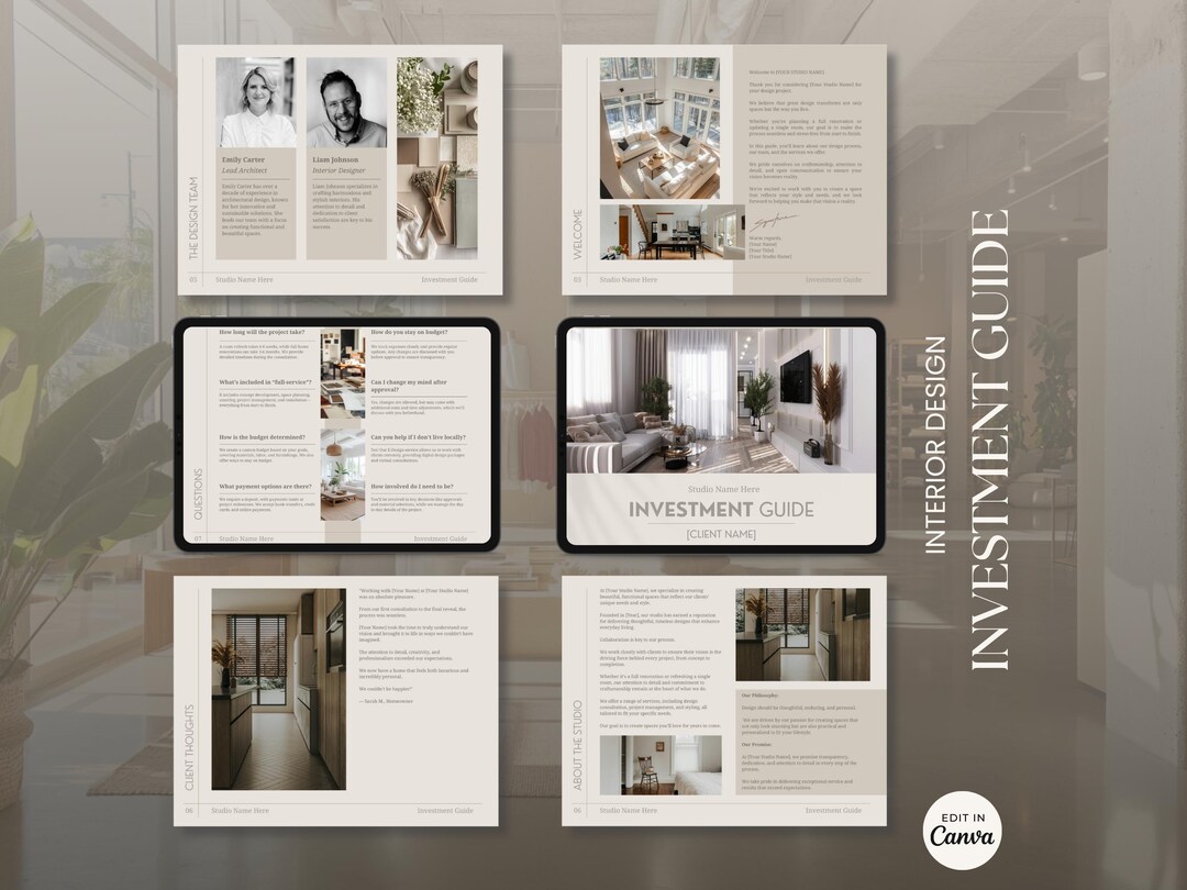 Interior Design Investment Guide | Packages and Pricing | Canva ...