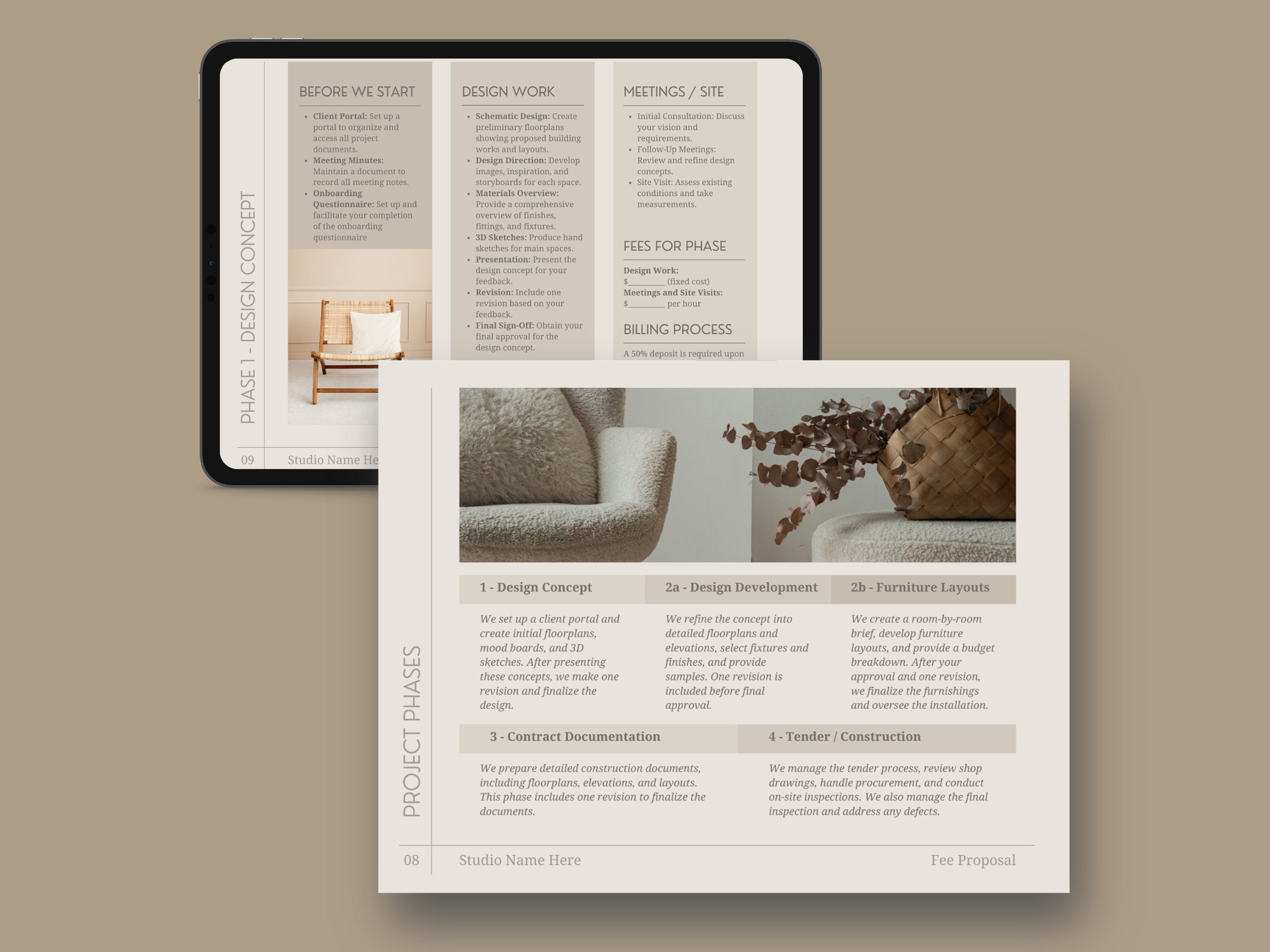 Interior Design Fee Proposal Template - Canva Powerpoint Adobe Indesign ...