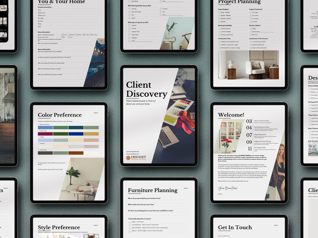 Interior Design Client Questionnaire Discovery Form Canva Client ...