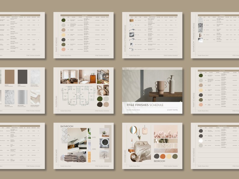 FFE Finishes Schedule for Interior Designers, Moodboard, Specification ...
