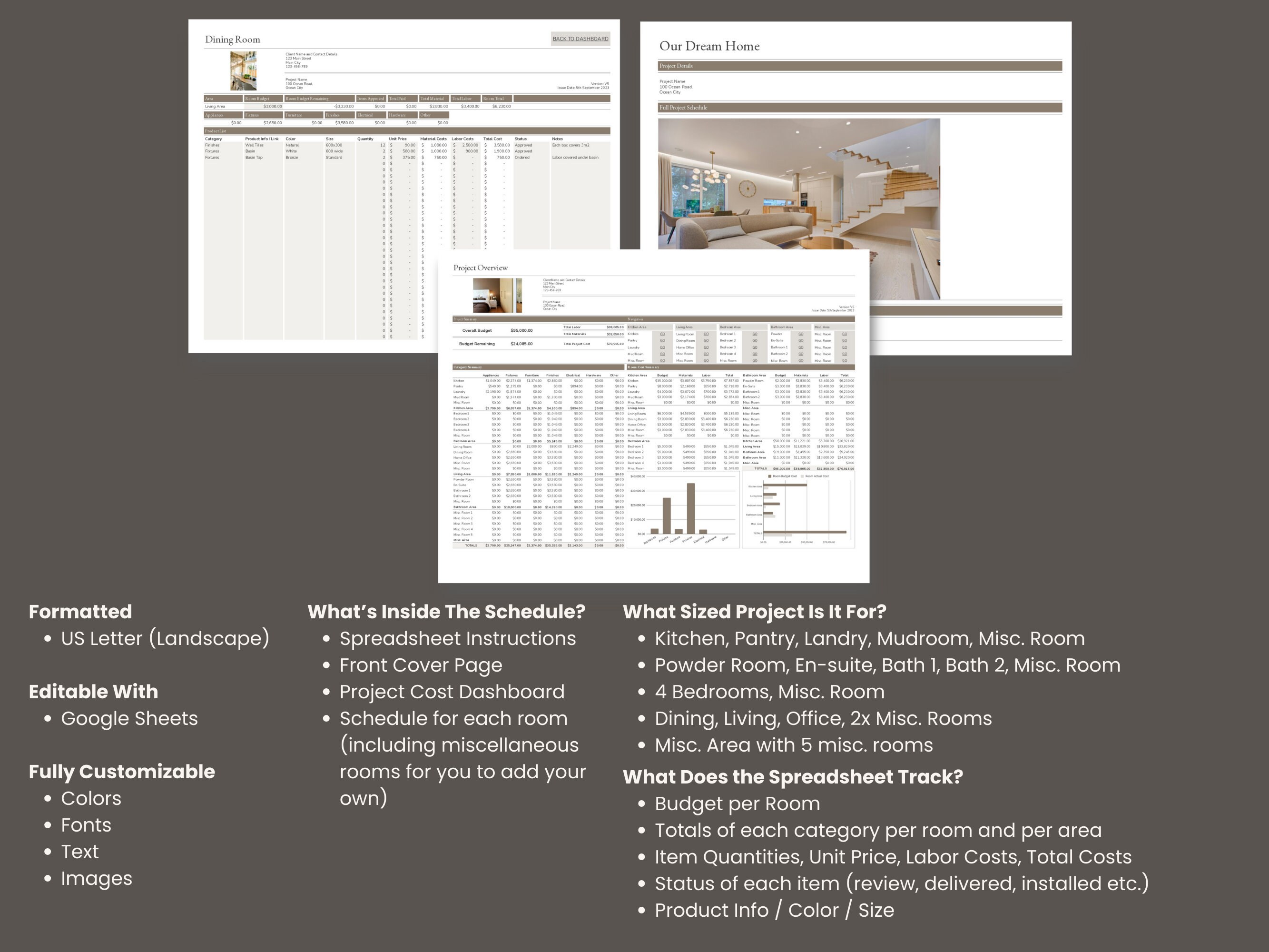 Home Renovation Project Tracker Google Sheets Budget Spreadsheet House ...
