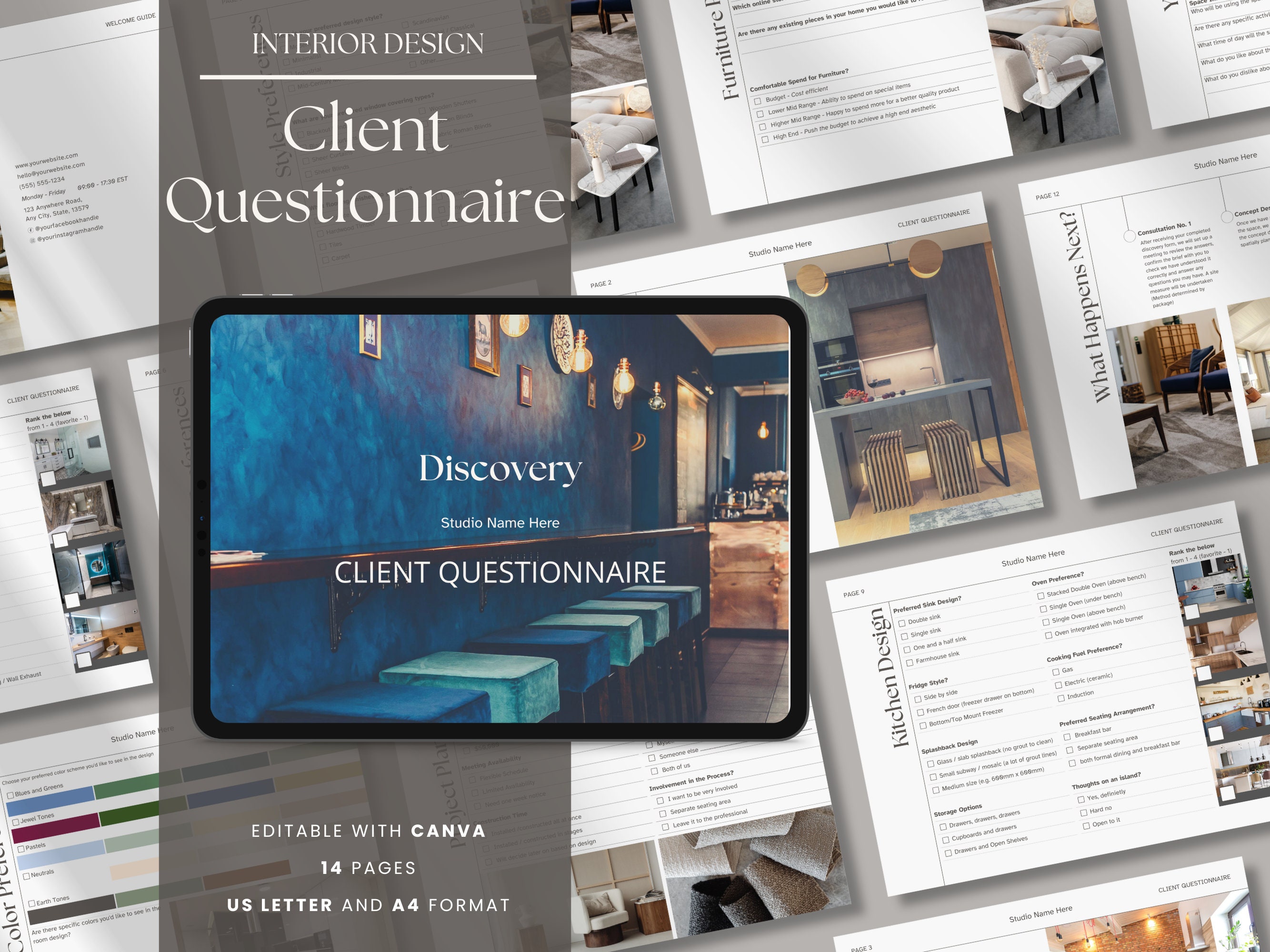 Interior Design Client Questionnaire Discovery Form Canva Onboarding ...