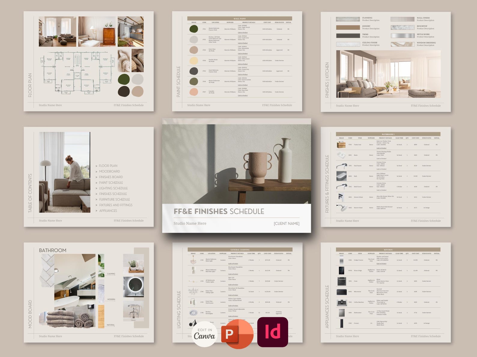 FFE Finishes Schedule and Design Presentation Template Bundle for ...