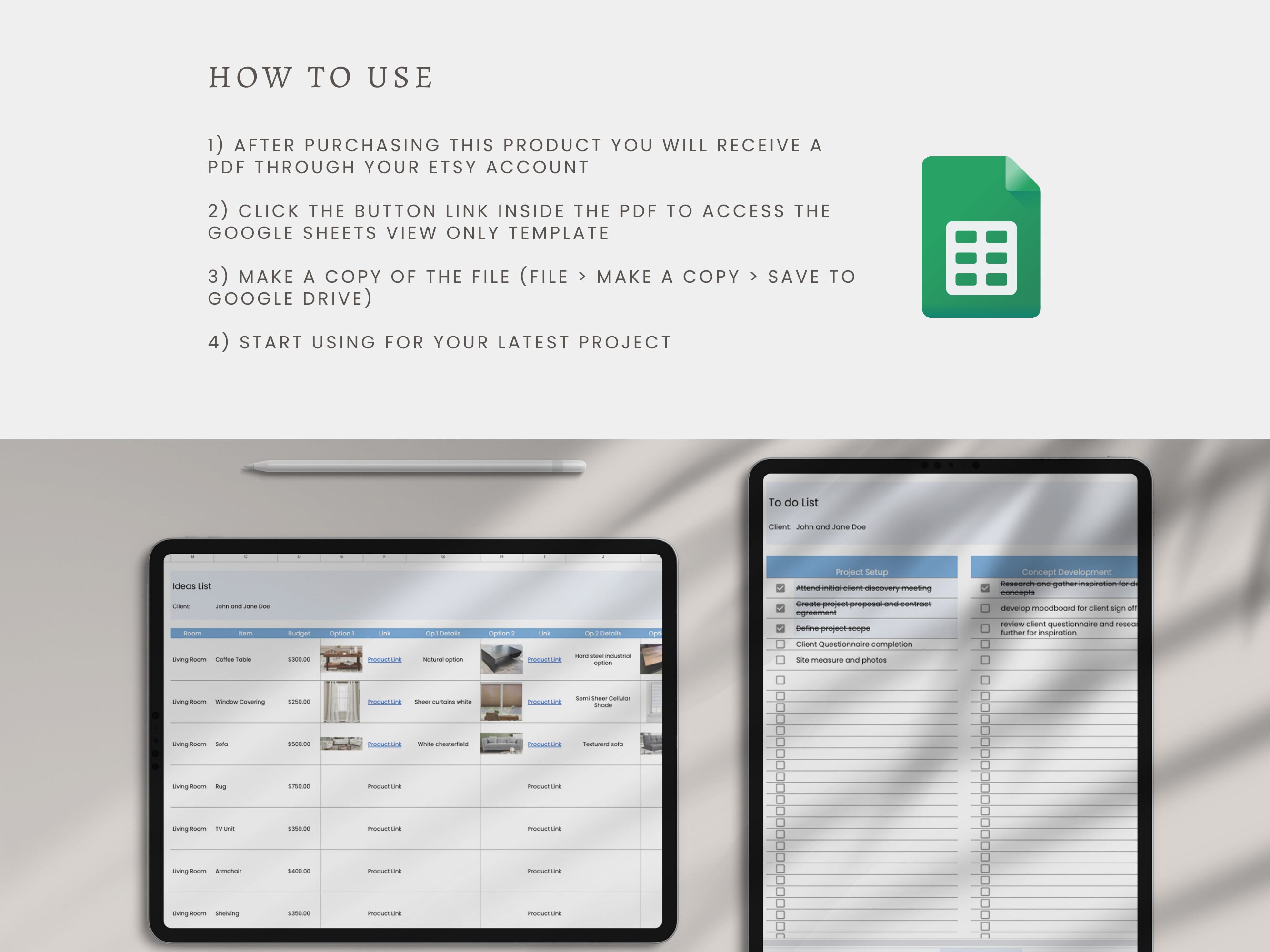 Interior Design Project Planner With FF&E Budget Tracker Google Sheets ...
