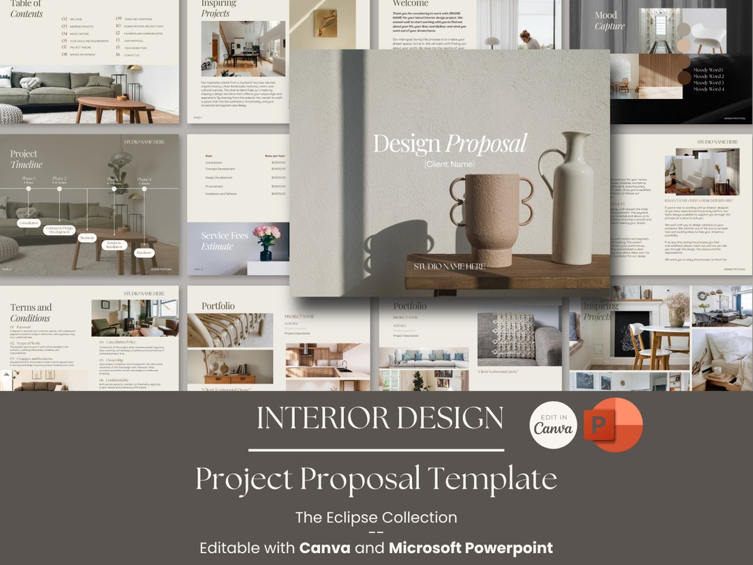 Interior Design Template - Project Proposal Canva - Professional Design Brief - Portfolio ...