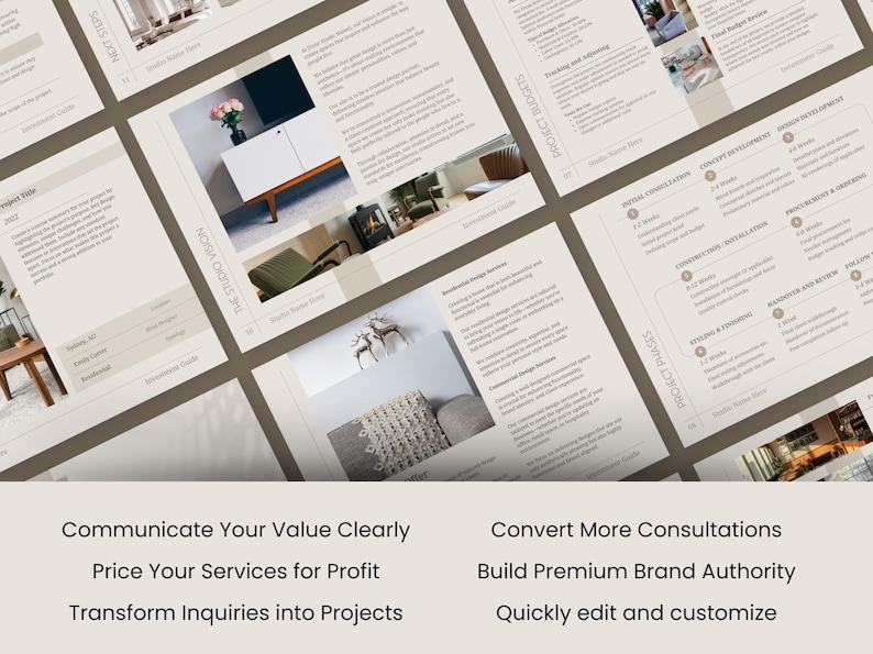 Interior Design Investment Guide | Packages and Pricing | Canva Template | Studio Portfolio ...