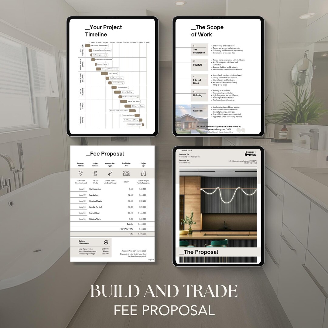 Construction Fee Proposal Template for Canva. Used by Builders ...