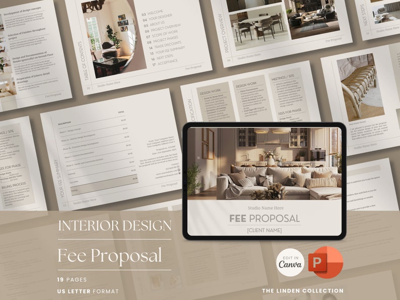 Interior Design Fee Proposal Template Linden Collection Canva ...