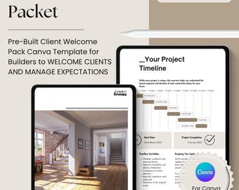 Construction Client Welcome Pack Onboarding Template for Canva. Used by ...