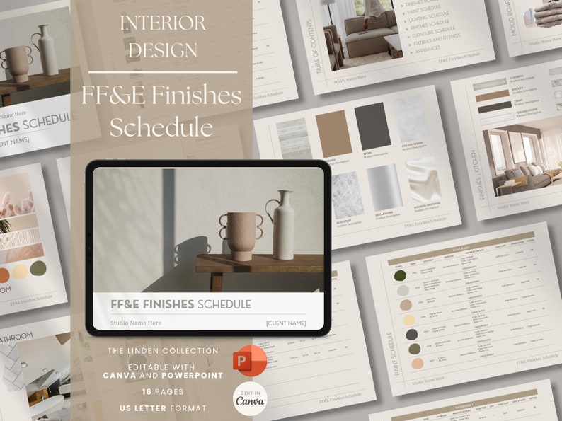 FFE Finishes Schedule for Interior Designers, Moodboard, Specification ...