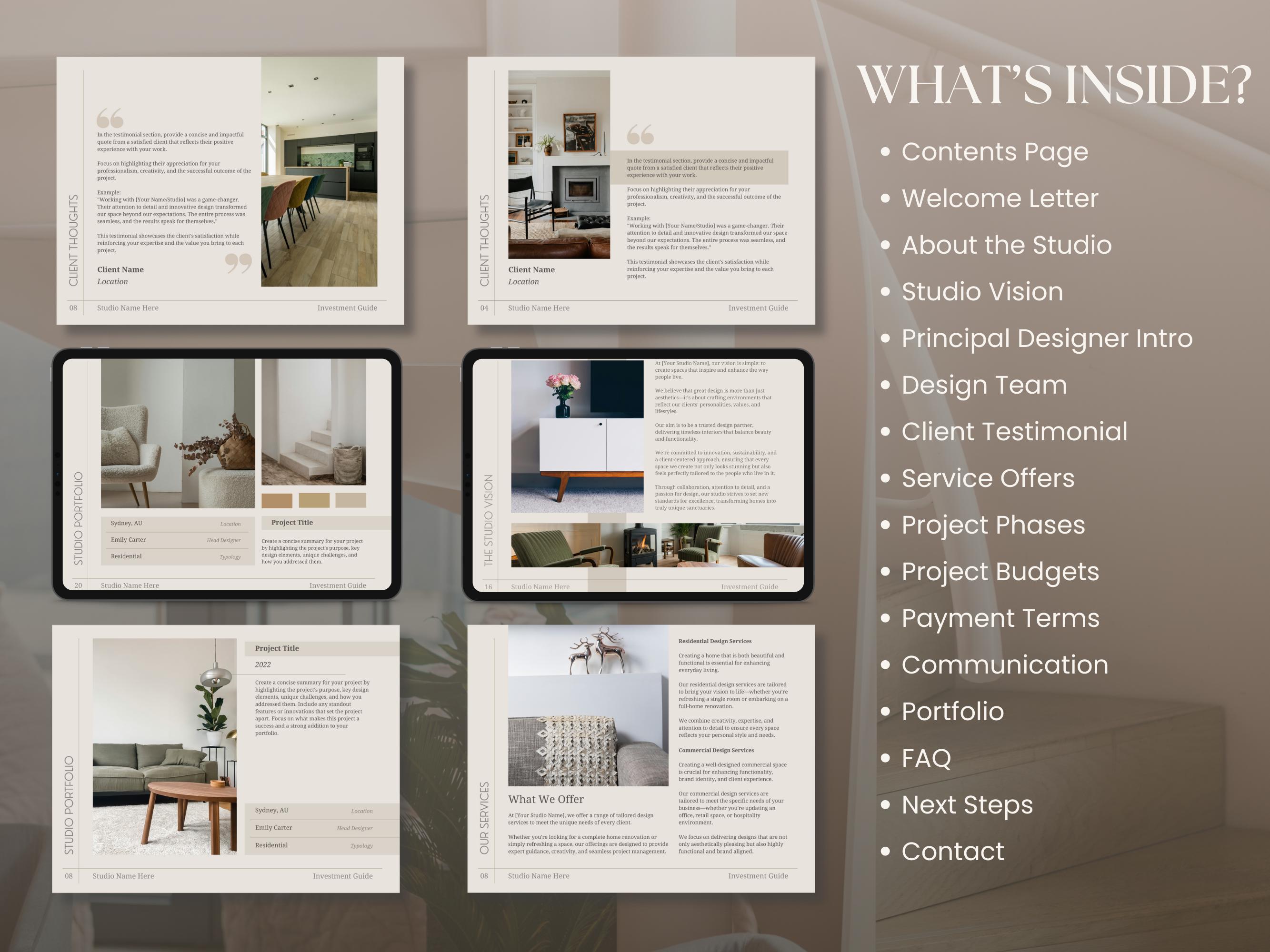 Interior Design Investment Guide | Packages and Pricing | Canva ...