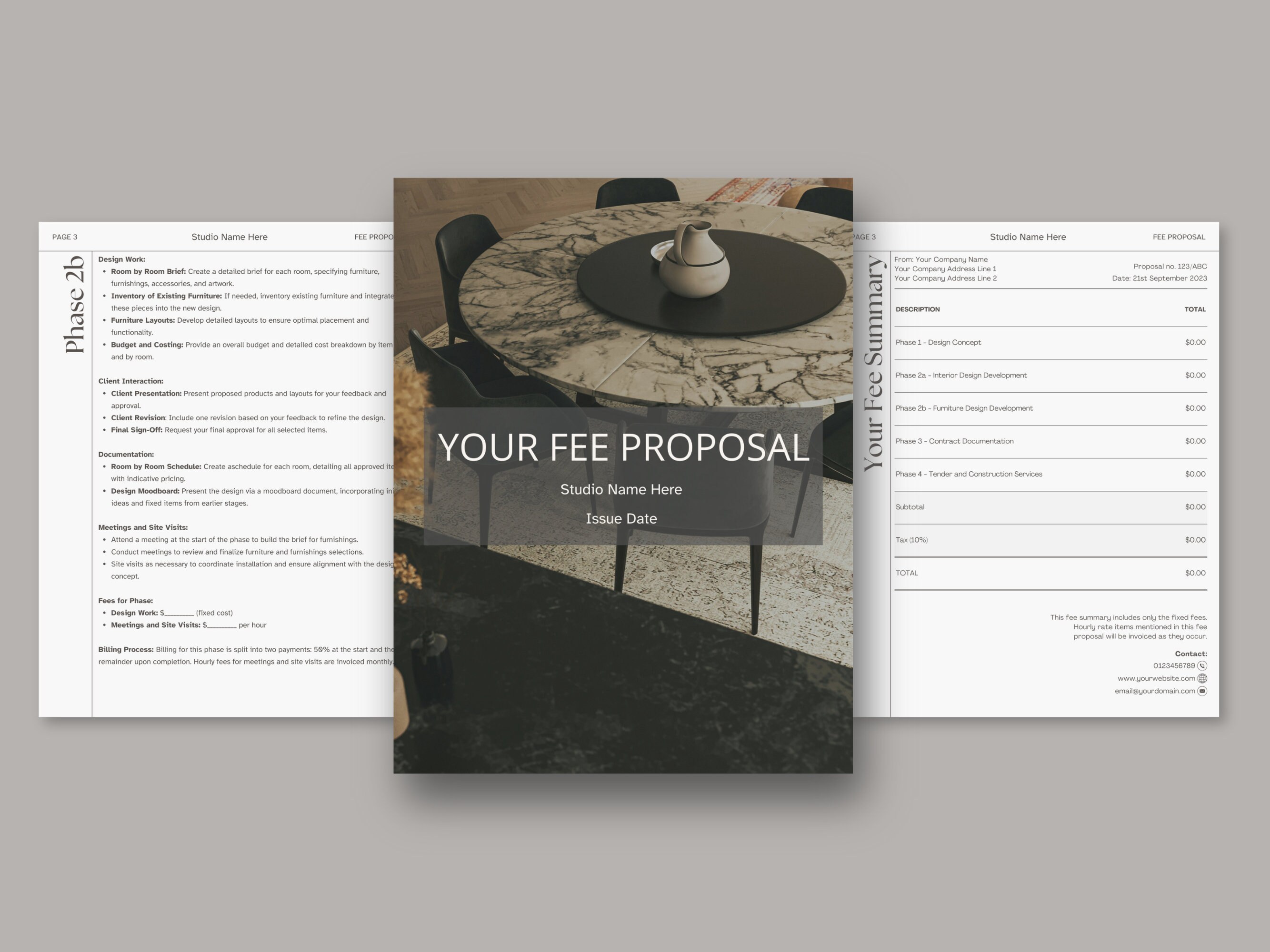 Interior Design Fee Proposal Template the Finley Canva Powerpoint ...