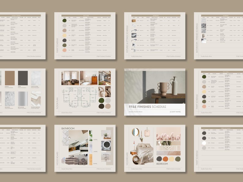 FFE Finishes Schedule for Interior Designers, Moodboard, Specification ...