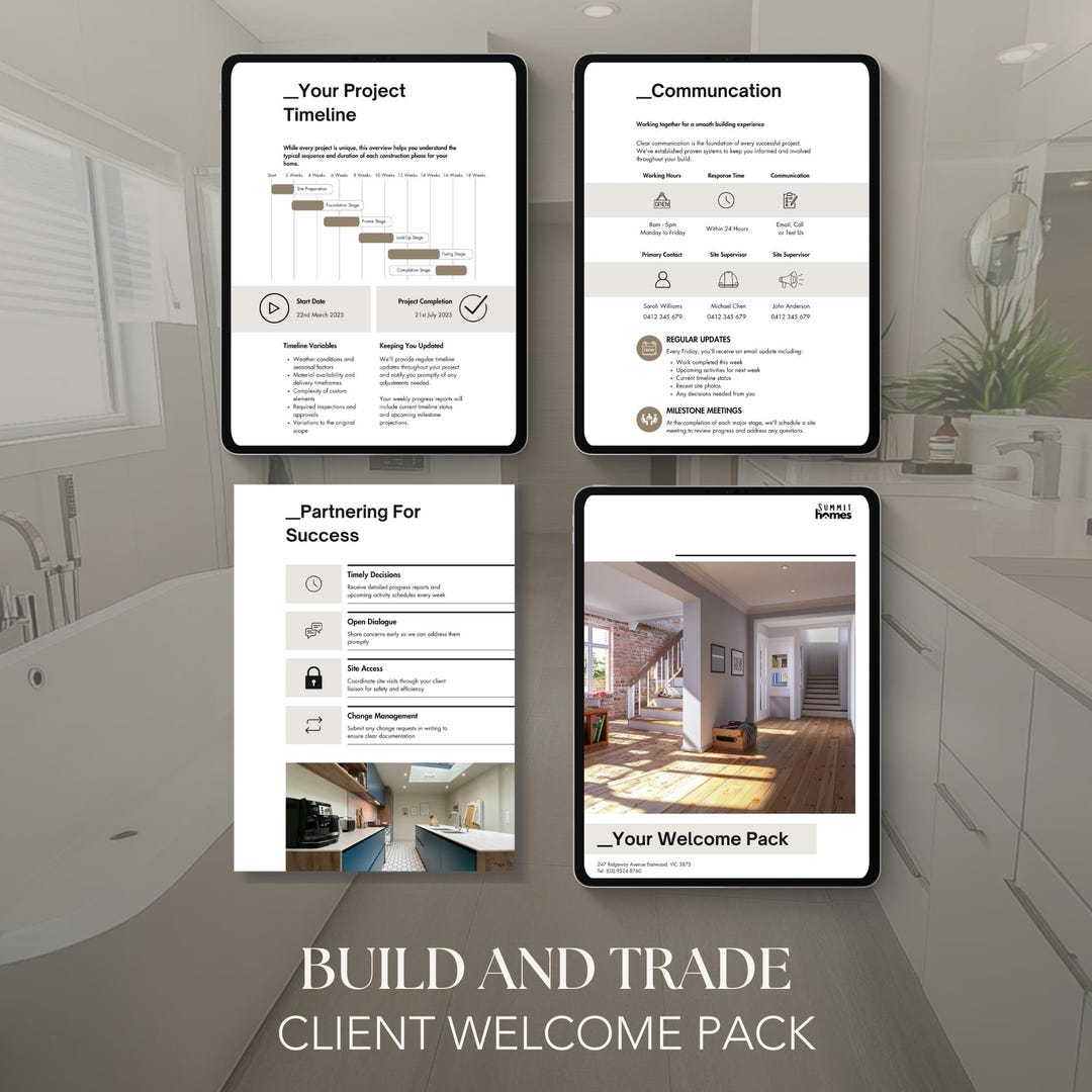 Construction Client Welcome Pack Onboarding Template for Canva, Google ...