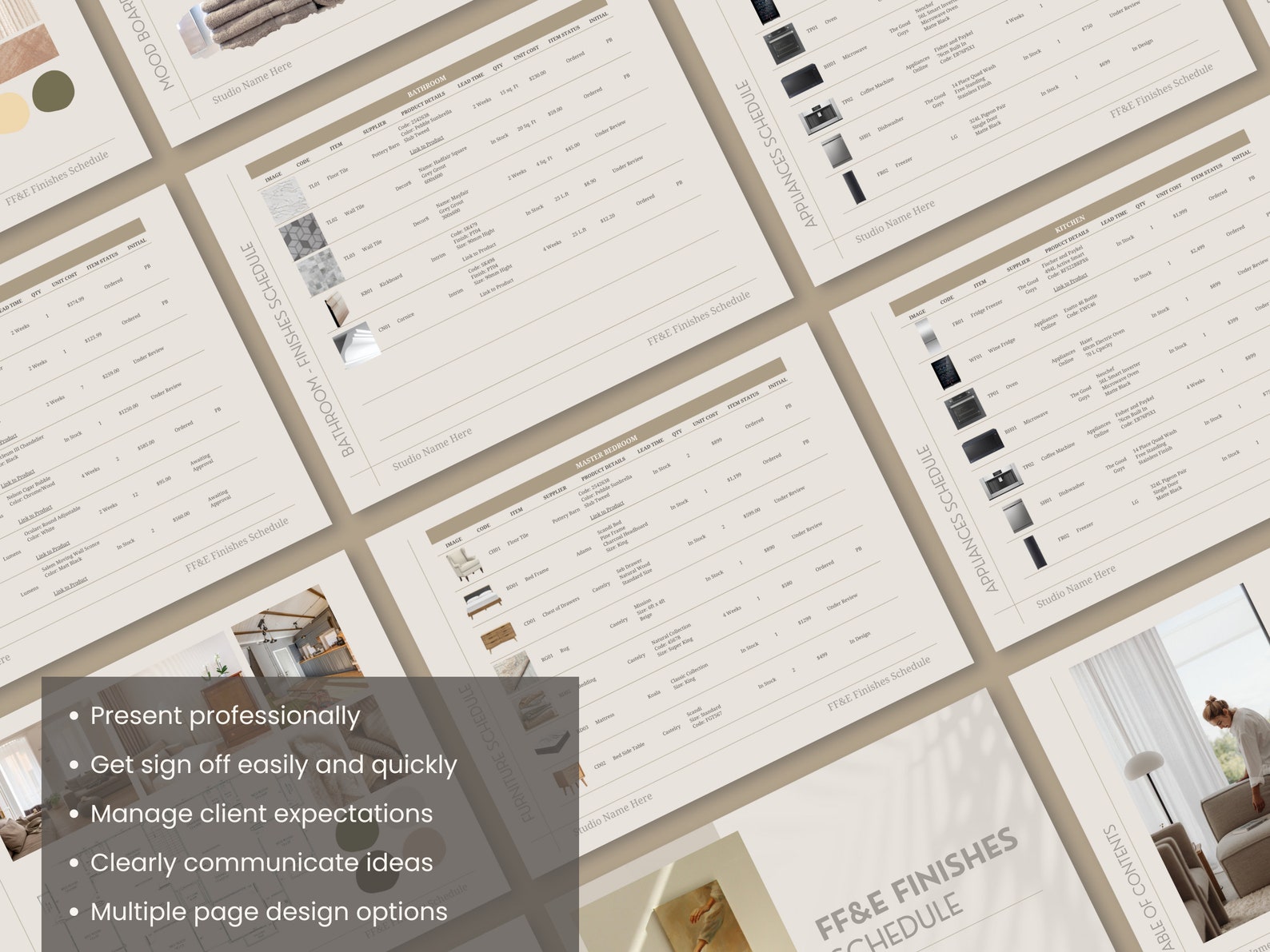 FFE Finishes Schedule and Design Presentation Template Bundle for ...