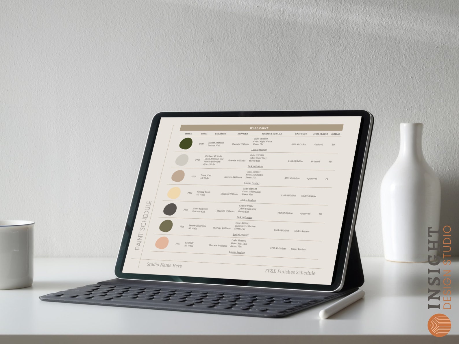 FFE Finishes Schedule for Interior Designers, Moodboard, Specification ...