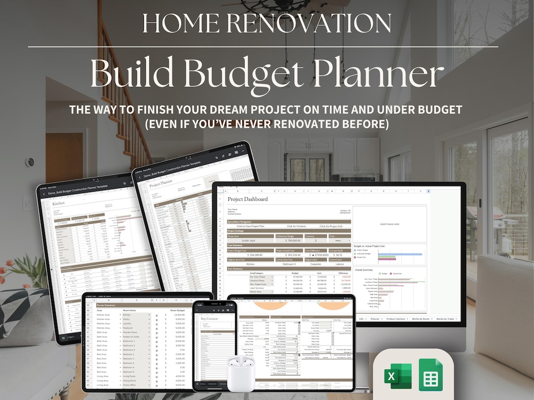 Build Budget Home Renovation Construction Planner, Excel Google Sheets ...