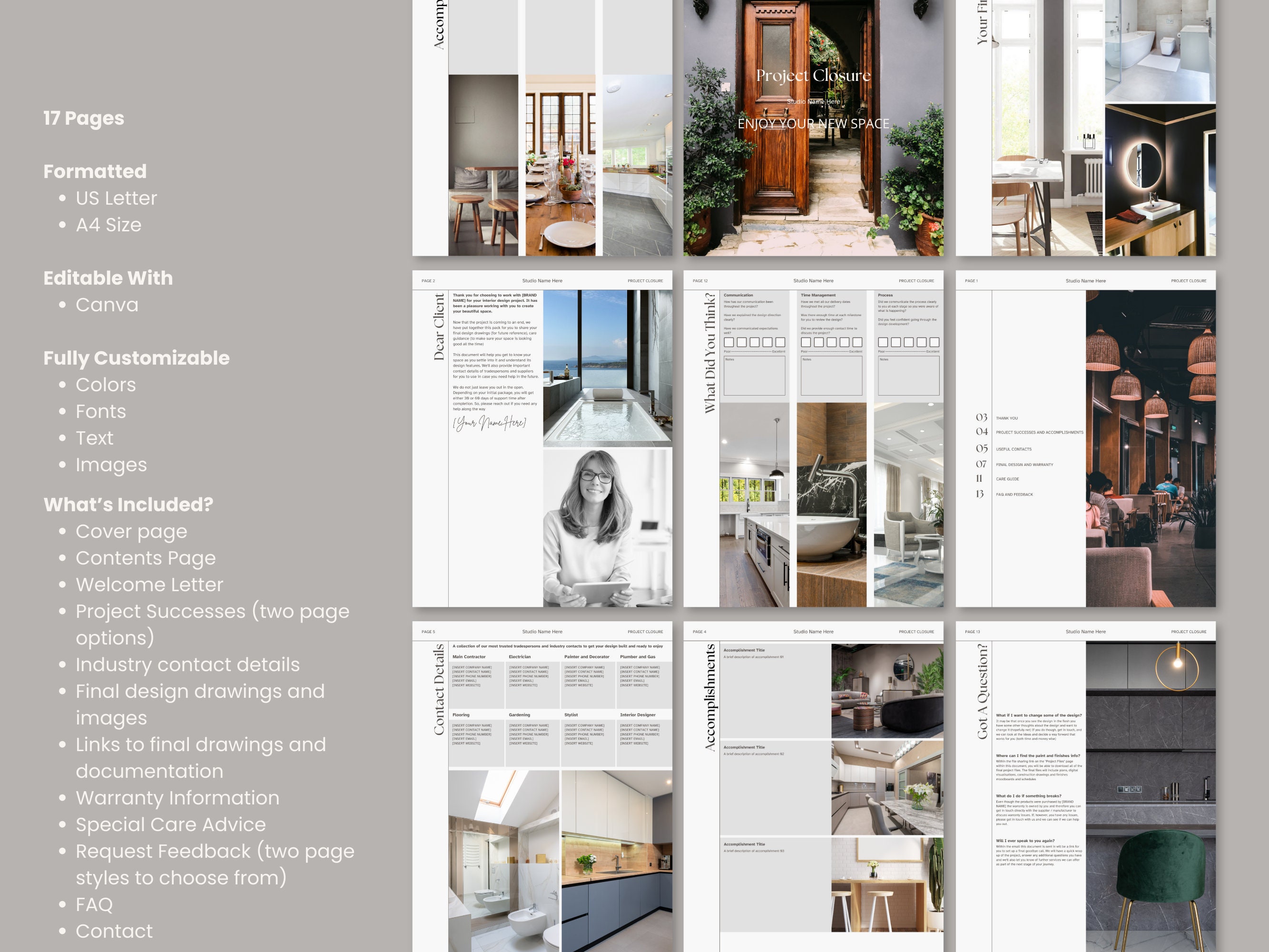 Interior Design Project Closure Packet Template - Portrait | Client ...