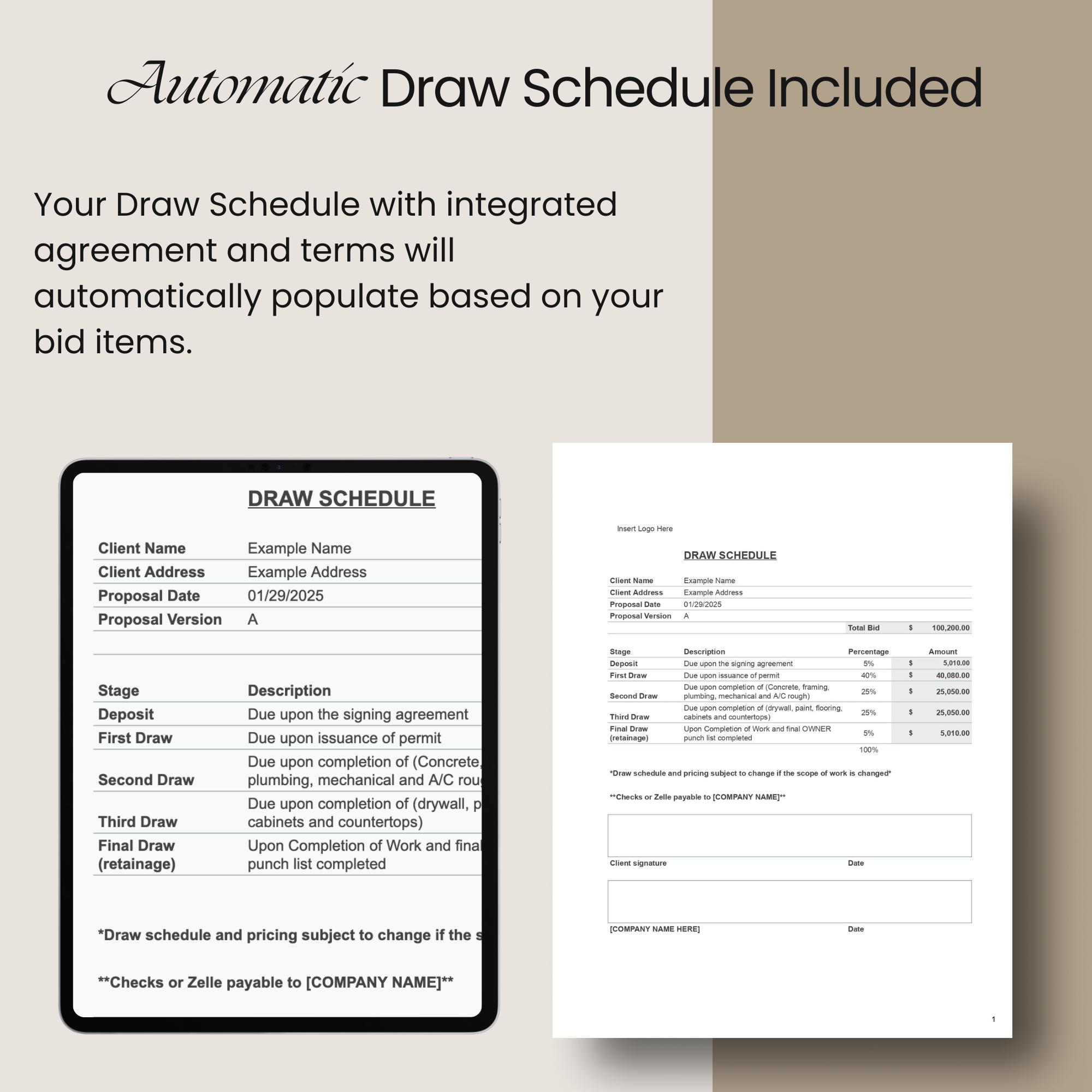 Construction Bid Generator Calculator, Professional Google Sheets ...