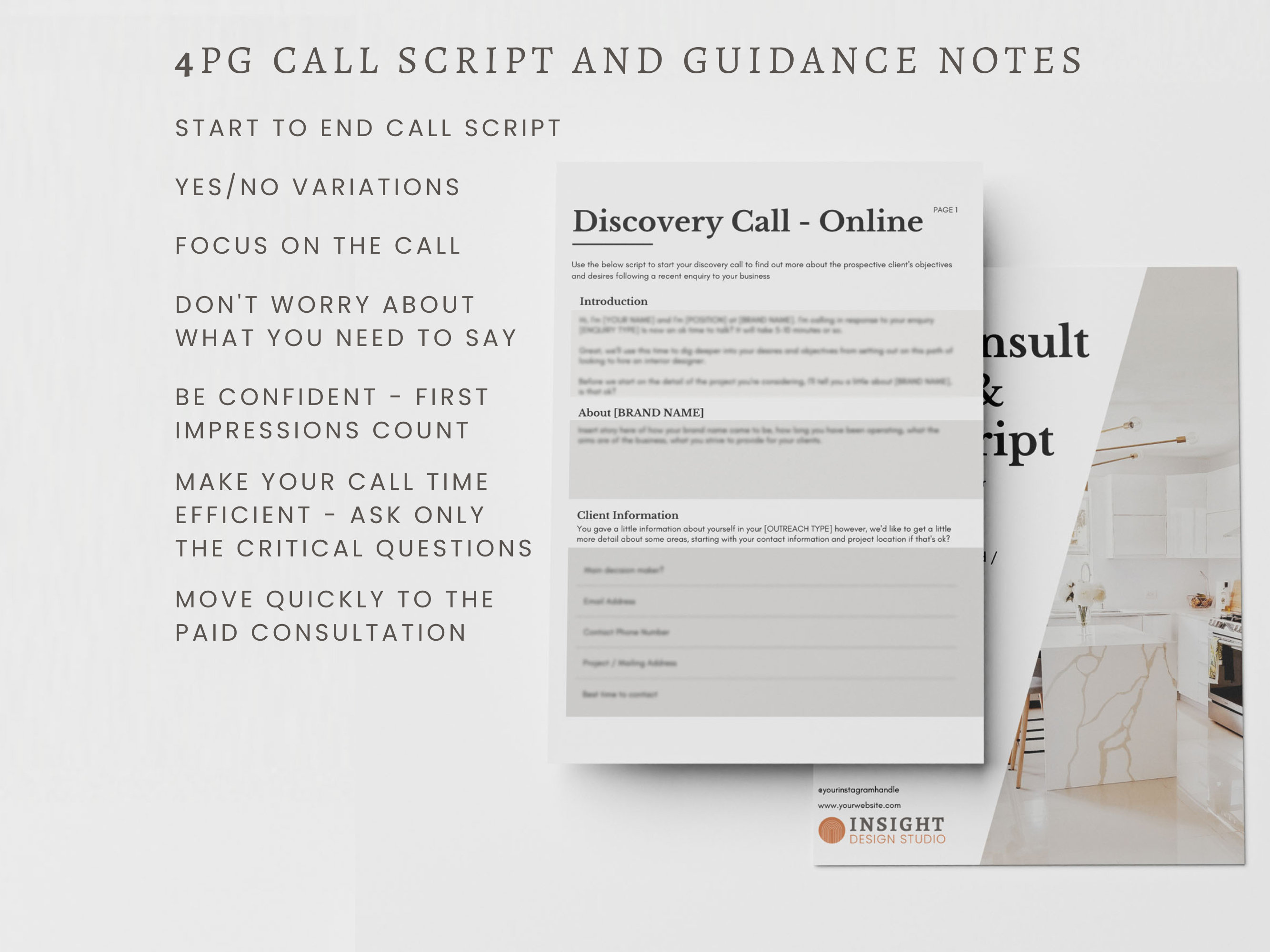 Interior Design Discovery Call Pre-consultation Call Script | Aesthetic ...